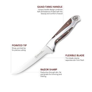 Hammer Stahl 6-Inch Boning Knife - German High Carbon Steel - Curved Flexible Blade for Boning, Filleting, and Trimming - Ergonomic Quad-Tang Handle