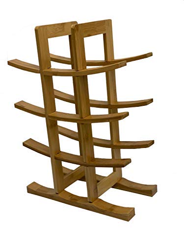 DECOMIL - 12 Bottle Wine Rack, Samurai Style & Stackable, Modular, Wine Storage Rack, Solid Bamboo Wine Holder Display Shelves, Wobble-Free (12 Bottle Capacity - Samurai Style Capacity)