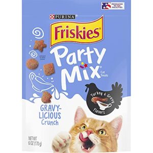 friskies party mix crunch gravy-licious turkey & gravy treats (pack of 2)