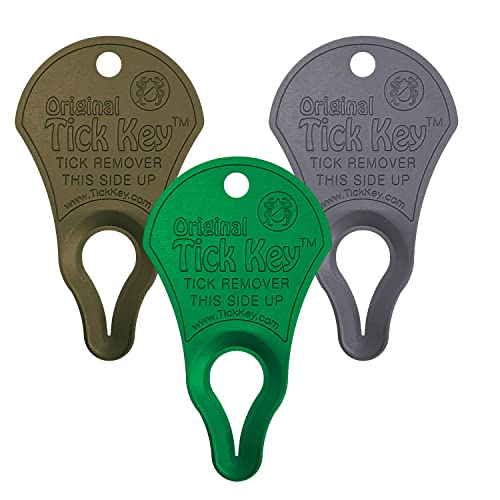 The Original Tick Key -Tick Detaching Device - Portable, Safe and Highly Effective Tick Detaching Tool - 3 Pack (Earth)