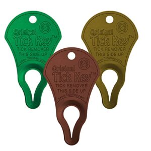 The Original Tick Key -Tick Detaching Device - Portable, Safe and Highly Effective Tick Detaching Tool - 3 Pack (Earth)