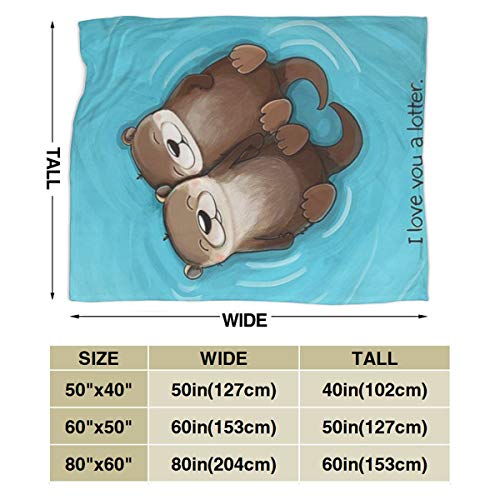 Cute Sea Otter Love Lotter Flannel Blanket Soft Comfy Micro Fleece Blanket Durable Cozy Sofa Blanket Comfortable Throw Blanket Thermal Couch Throw Blanket Warm Lap Blanket for Bed Couch Car