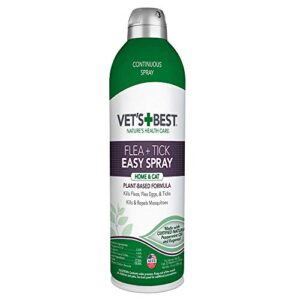 vet's best flea and tick home spray for cats - flea treatment for cats and home - plant-based formula - certified natural oils - 14 oz