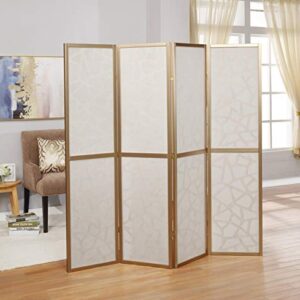 Roundhill Furniture Giyano 4 Panel Screen Room Divider, Gold