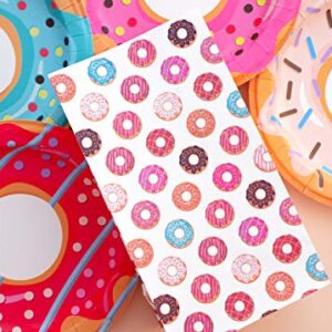 Donut Favor Bags - 24-Count Colorful Cute Donut Pattern Design Printed White Party Paper Lunch Gift Bags - Donut Party Supplies for Donut Theme Party, Kids Birthday, Party Gift - 9.5" x 5.5" x 3.25"