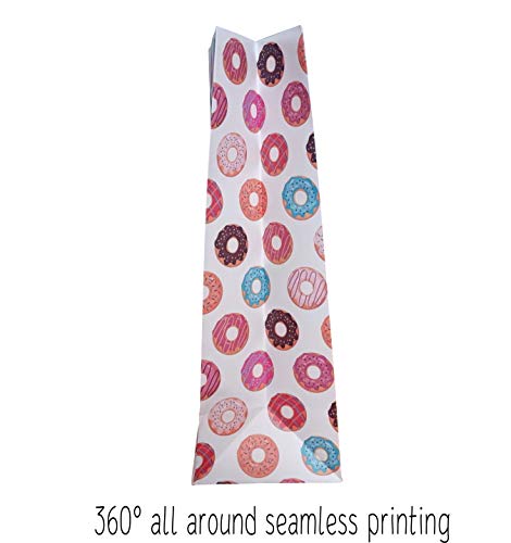 Donut Favor Bags - 24-Count Colorful Cute Donut Pattern Design Printed White Party Paper Lunch Gift Bags - Donut Party Supplies for Donut Theme Party, Kids Birthday, Party Gift - 9.5" x 5.5" x 3.25"