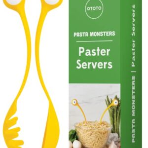 OTOTO Pasta Monsters and Salad Servers - BPA-Free Fun Kitchen Gadgets - 100% Food Safe Salad Spoon and Fork Set - Pasta and Salad Server - 11.93x 3.39 x 2.24 inch