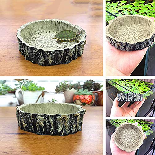 Ailindany Reptile Bowl Tortoise Water Dish Food Bowl Feeders Water Dish Resin Made for Amphibians Gecko Snakes Lizard Chameleon