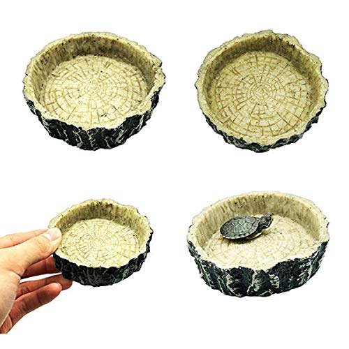 Ailindany Reptile Bowl Tortoise Water Dish Food Bowl Feeders Water Dish Resin Made for Amphibians Gecko Snakes Lizard Chameleon