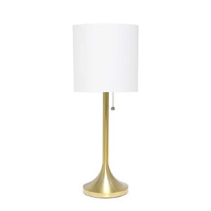 simple designs lt1076-gdw tapered fabric drum shade table lamp, gold/white 8 x 8 x 21