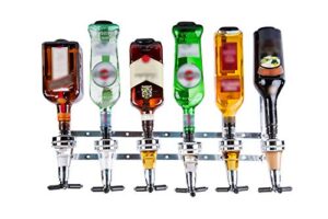 6 bottle wall mounted liquor dispenser - professional alcohol bar dispenser station for liquor drinks - bottle holder for alcohol wall mount dispenser - portable despensor alcohol cocktails shots