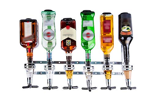 6 Bottle Wall Mounted Liquor Dispenser - Professional Alcohol Bar Dispenser Station for Liquor Drinks - Bottle Holder for Alcohol Wall Mount Dispenser - Portable Despensor Alcohol Cocktails Shots