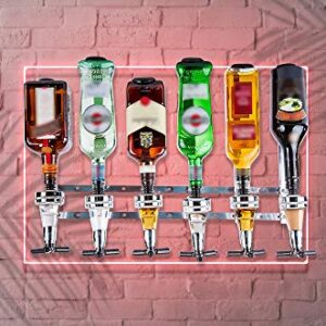 6 Bottle Wall Mounted Liquor Dispenser - Professional Alcohol Bar Dispenser Station for Liquor Drinks - Bottle Holder for Alcohol Wall Mount Dispenser - Portable Despensor Alcohol Cocktails Shots