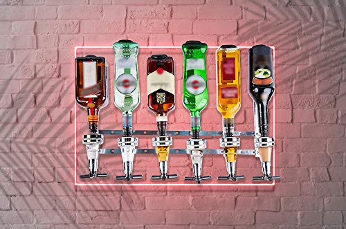 6 Bottle Wall Mounted Liquor Dispenser - Professional Alcohol Bar Dispenser Station for Liquor Drinks - Bottle Holder for Alcohol Wall Mount Dispenser - Portable Despensor Alcohol Cocktails Shots