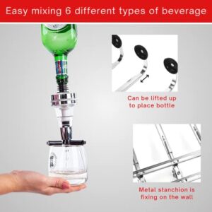 6 Bottle Wall Mounted Liquor Dispenser - Professional Alcohol Bar Dispenser Station for Liquor Drinks - Bottle Holder for Alcohol Wall Mount Dispenser - Portable Despensor Alcohol Cocktails Shots