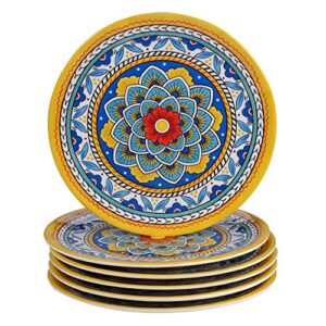 certified international portofino 9" melamine salad/dessert plate, set of 6, multi colored, medium