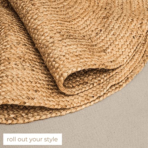 Jute Rug Natural Fibers Woven Boho Reversible Runner Rug Carpet Oval 3x5 Feet