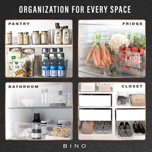 BINO | Plastic Organizer Bins, Large - 4 Pack | The SOHO Collection | Multi-Use Organizer Bins | Pantry Organizer & Freezer Organizer Bins | Plastic Storage Containers | Bins for Home & Kitchen Org