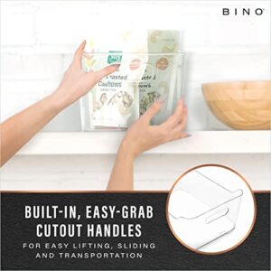 BINO | Plastic Organizer Bins, Large - 4 Pack | The SOHO Collection | Multi-Use Organizer Bins | Pantry Organizer & Freezer Organizer Bins | Plastic Storage Containers | Bins for Home & Kitchen Org