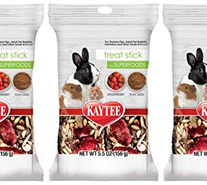 Kaytee 6 Pack of Small Pet Treat Sticks with Superfoods, 2.75 Ounces Each, Strawberry and Flax Seed Flavor for Guinea Pigs, Adult Pet Rabbits, Hamsters and Other Small Animals