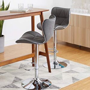 CangLong Adjustable Stool with Back, Swivel Barstools for Bar, Kitchen, Dining, Living Room and Bistro Pub, 2 pcs pack, Dark Grey