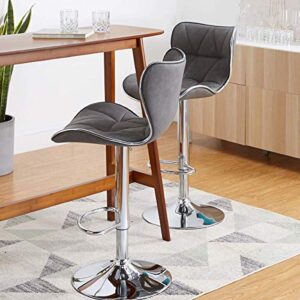 CangLong Adjustable Stool with Back, Swivel Barstools for Bar, Kitchen, Dining, Living Room and Bistro Pub, 2 pcs pack, Dark Grey