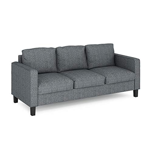 Furinno Bayonne Modern Upholstered 3-Seater Sofa Couch for Living Room, Gunmetal