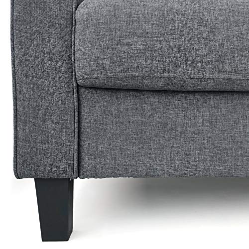 Furinno Bayonne Modern Upholstered 3-Seater Sofa Couch for Living Room, Gunmetal