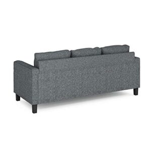 Furinno Bayonne Modern Upholstered 3-Seater Sofa Couch for Living Room, Gunmetal