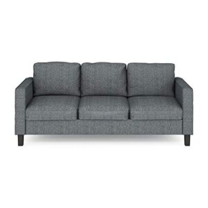 Furinno Bayonne Modern Upholstered 3-Seater Sofa Couch for Living Room, Gunmetal