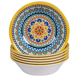 certified international portofino 7.5" melamine all purpose bowl, set of 6, multi colored