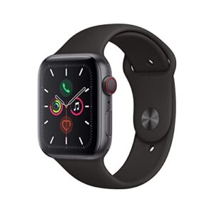 apple watch series 5 (gps + cellular, 44mm) - space gray aluminum case with black sport band (renewed)