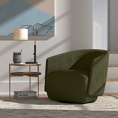 Amazon Brand - Rivet Coen Modern Velvet Upholstered Accent Swivel Chair, Forest Green, 31"D x 30"W x 28"H