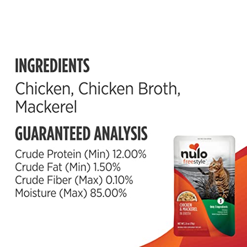 Nulo Freestyle Cat & Kitten Wet Cat Food Pouch, Premium All Natural Grain-Free Soft Cat Food Topper with Amino Acids for Heart Health and High Animal-Based Protein, 2.8 oz, 6 Count