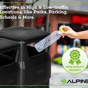 Alpine Industries Outdoor/Indoor Trash Can - Heavy Duty Garbage Can with Lid - Trash Bin for Home, Kitchen, and Bathroom - (16-Gallon Capacity, Black)