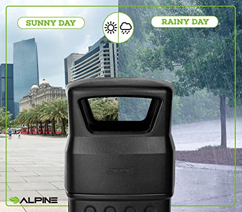 Alpine Industries Outdoor/Indoor Trash Can - Heavy Duty Garbage Can with Lid - Trash Bin for Home, Kitchen, and Bathroom - (16-Gallon Capacity, Black)