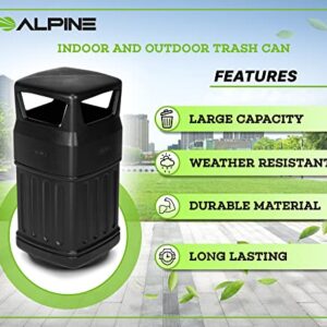 Alpine Industries Outdoor/Indoor Trash Can - Heavy Duty Garbage Can with Lid - Trash Bin for Home, Kitchen, and Bathroom - (16-Gallon Capacity, Black)