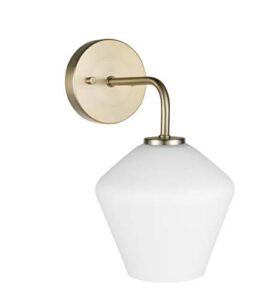 globe electric 51614 raja 1-light wall sconce, matte brass, opal glass shade, bulb included