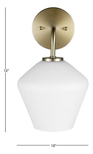 Globe Electric 51614 Raja 1-Light Wall Sconce, Matte Brass, Opal Glass Shade, Bulb Included