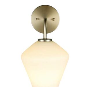 Globe Electric 51614 Raja 1-Light Wall Sconce, Matte Brass, Opal Glass Shade, Bulb Included