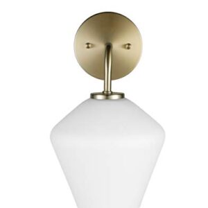 Globe Electric 51614 Raja 1-Light Wall Sconce, Matte Brass, Opal Glass Shade, Bulb Included