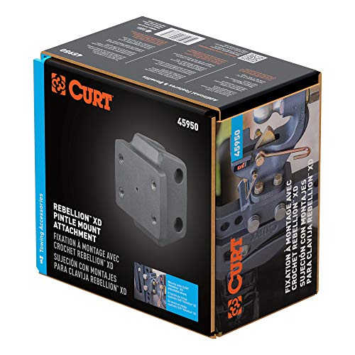 CURT 45950 Rebellion XD Adjustable Cushion Hitch Pintle Mount Plate Attachment, Shank Required