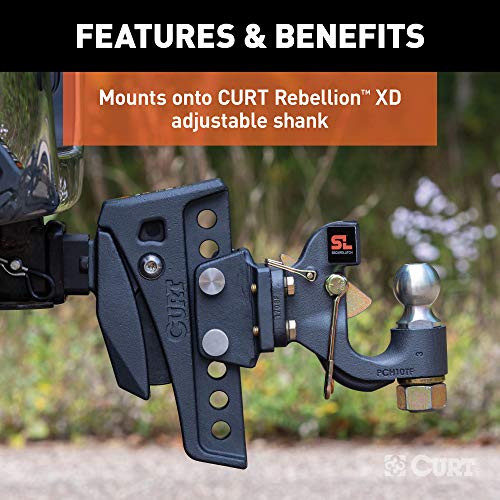 CURT 45950 Rebellion XD Adjustable Cushion Hitch Pintle Mount Plate Attachment, Shank Required