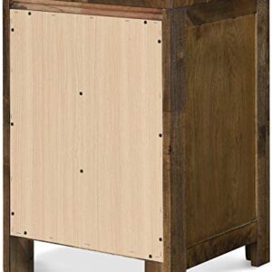 Finch Stratford Farmhouse Wooden Nightstand with 2 Drawers, Bedside End Table, Space Saving Design, Rustic Brown