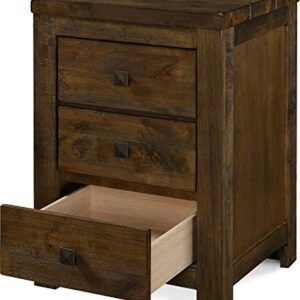 Finch Stratford Farmhouse Wooden Nightstand with 2 Drawers, Bedside End Table, Space Saving Design, Rustic Brown