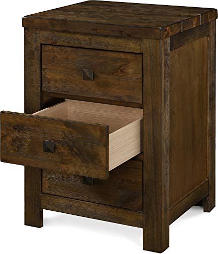 Finch Stratford Farmhouse Wooden Nightstand with 2 Drawers, Bedside End Table, Space Saving Design, Rustic Brown