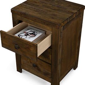 Finch Stratford Farmhouse Wooden Nightstand with 2 Drawers, Bedside End Table, Space Saving Design, Rustic Brown