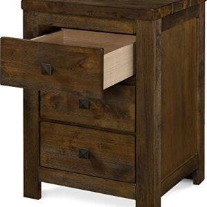 Finch Stratford Farmhouse Wooden Nightstand with 2 Drawers, Bedside End Table, Space Saving Design, Rustic Brown