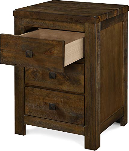 Finch Stratford Farmhouse Wooden Nightstand with 2 Drawers, Bedside End Table, Space Saving Design, Rustic Brown