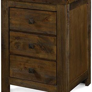 Finch Stratford Farmhouse Wooden Nightstand with 2 Drawers, Bedside End Table, Space Saving Design, Rustic Brown